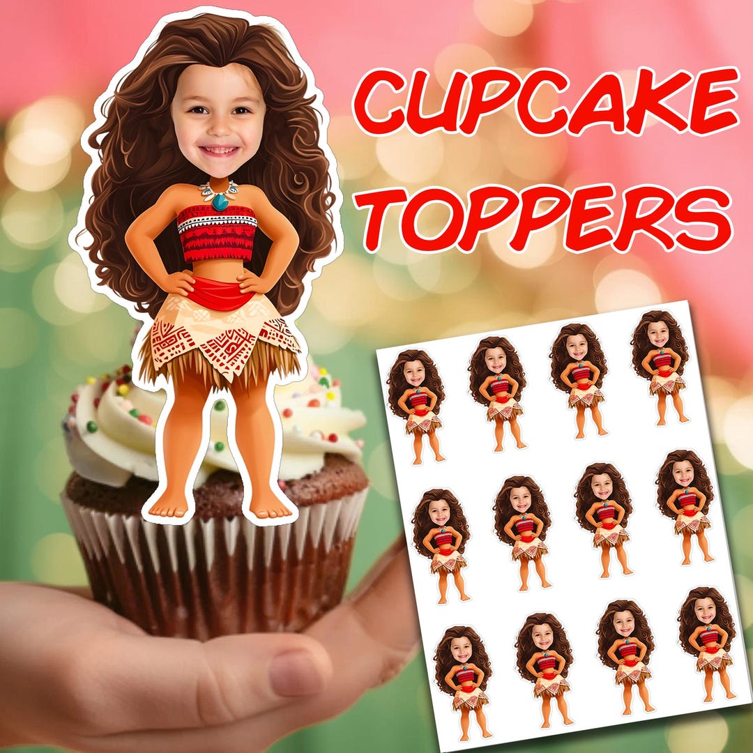 Personalized Moana Cupcake Toppers: "personalised FACE Toppers" Island ...