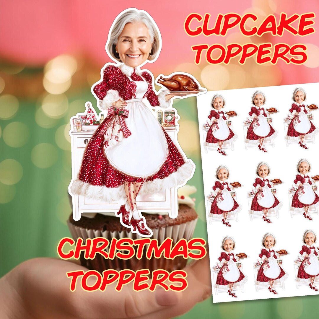 Mrs Claus Cupcake Toppers Personalized Christmas Party Decorations ...
