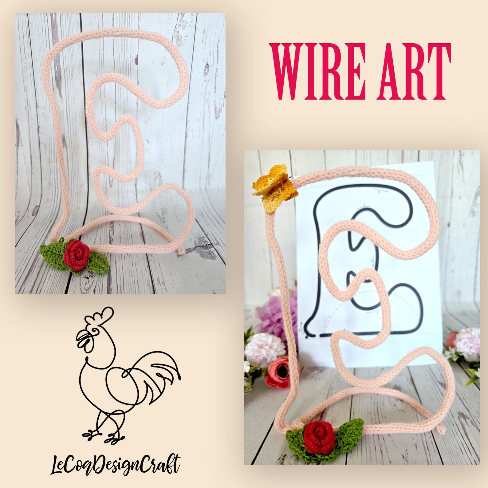 Standing Letter Template Knitted Wire Art: "standing Font" XXL Letters ...