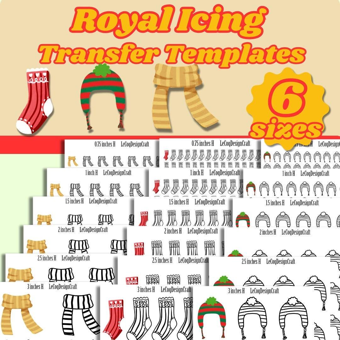 Winter Royal Icing Transfer Sheets, Sweater Cookie Decorating Transfer ...