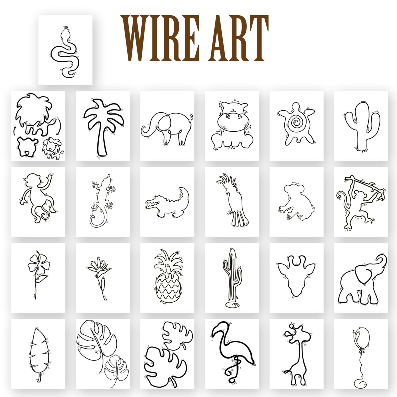 Jungle Wire Art Templates: "animals WIRE Templates" Safari Knitted Wire ...