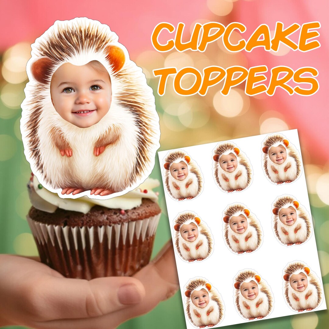 Hedgehog Cupcake Toppers: "personalised FACE Toppers" Woodland Party ...