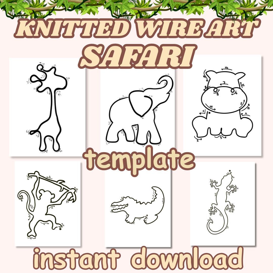 Jungle Wire Art Templates: "animals WIRE Templates" Safari Knitted Wire ...