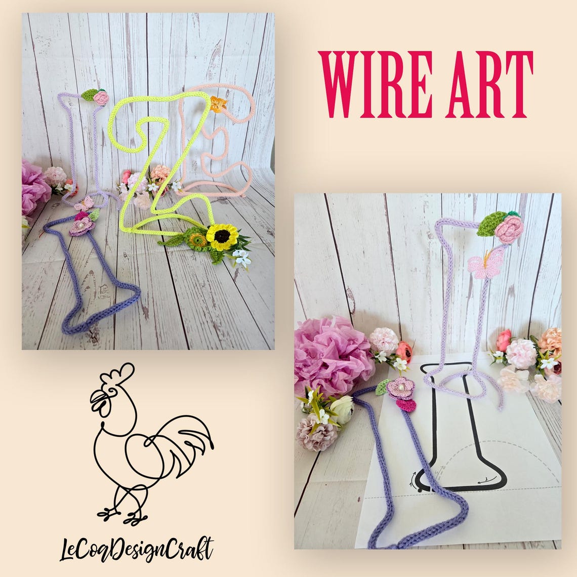 Standing Letter Template Knitted Wire Art: "standing Font" XXL Letters ...