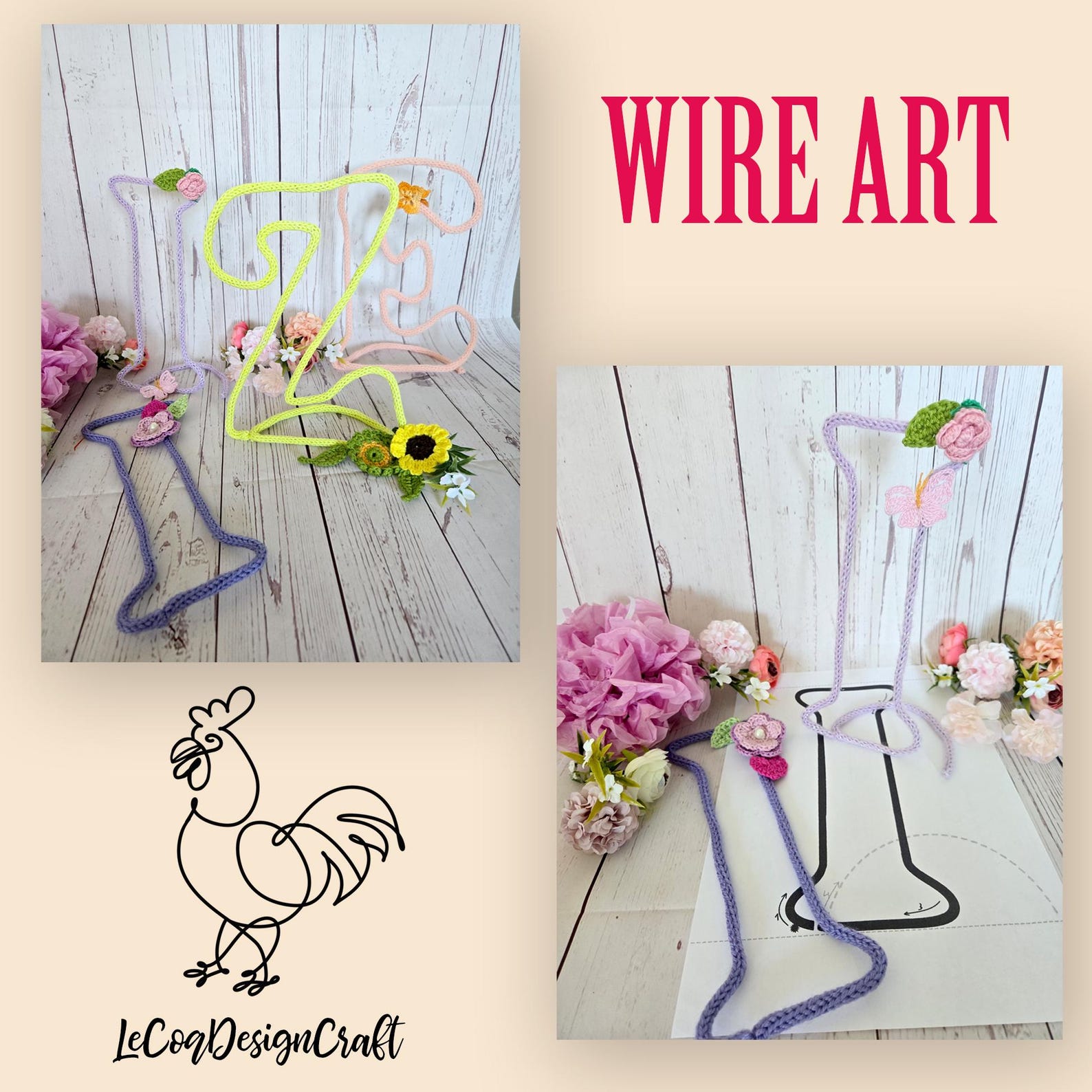 Standing Letter Template Knitted Wire Art: "standing Font" XXL Letters ...