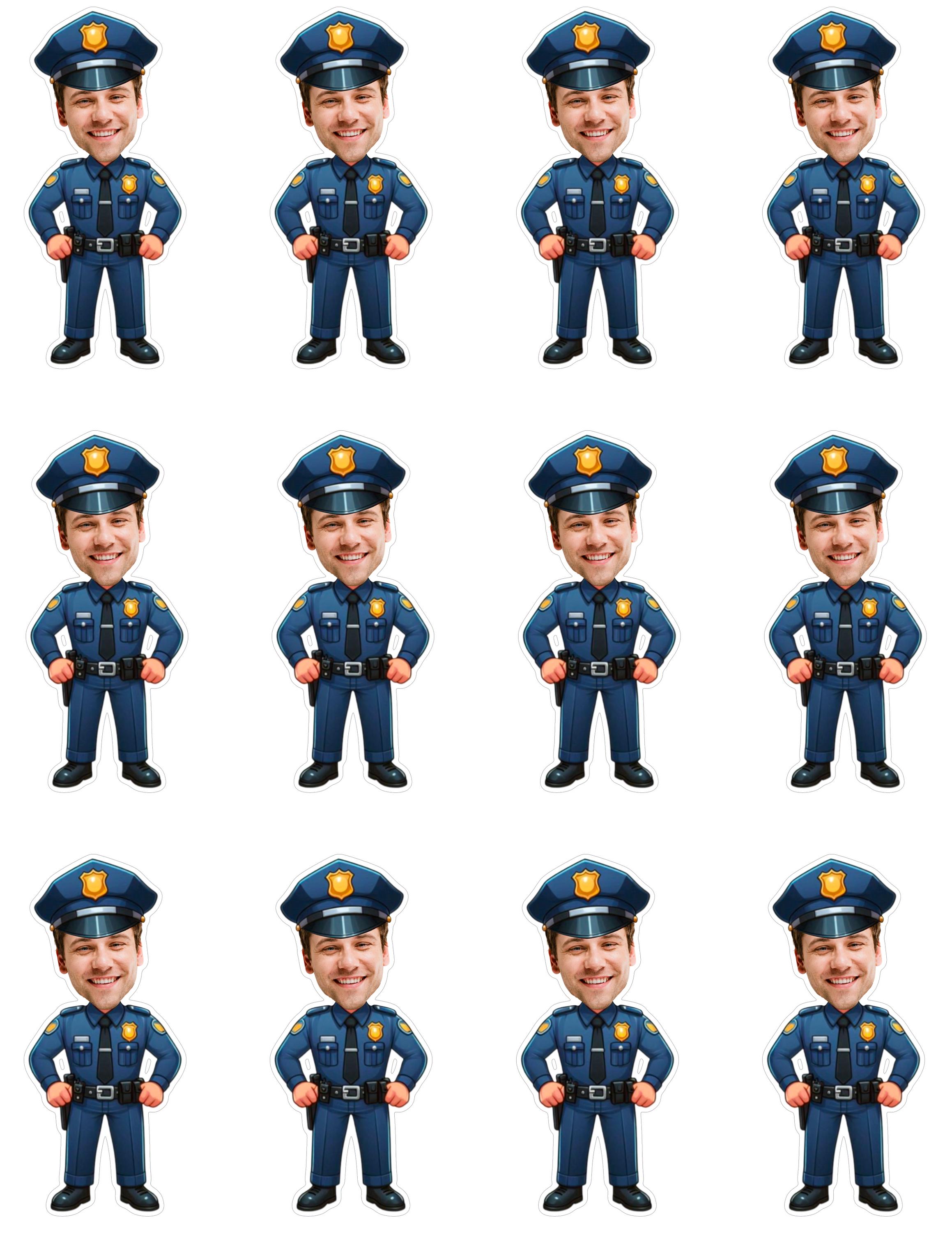 Police Officer Personalized Face Cupcake Toppers: "personalised ...