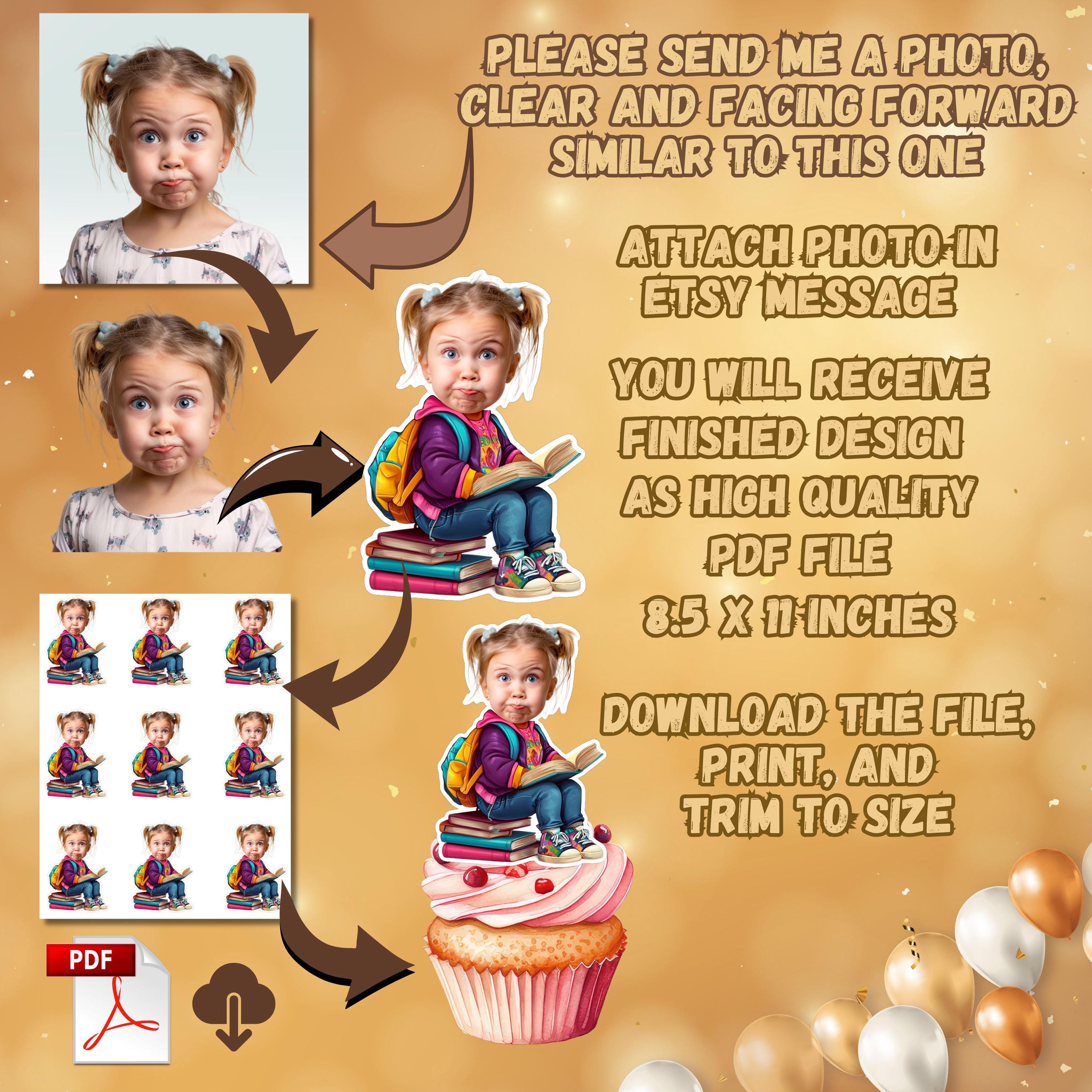 Personalized Face Cupcake Toppers Back to School Custom Face Topper ...