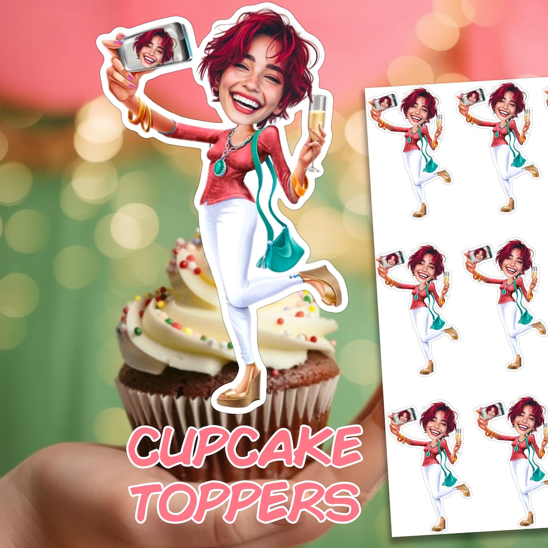 Birthday Cupcake Topper, Personalized Girl Face Cupcake Toppers ...