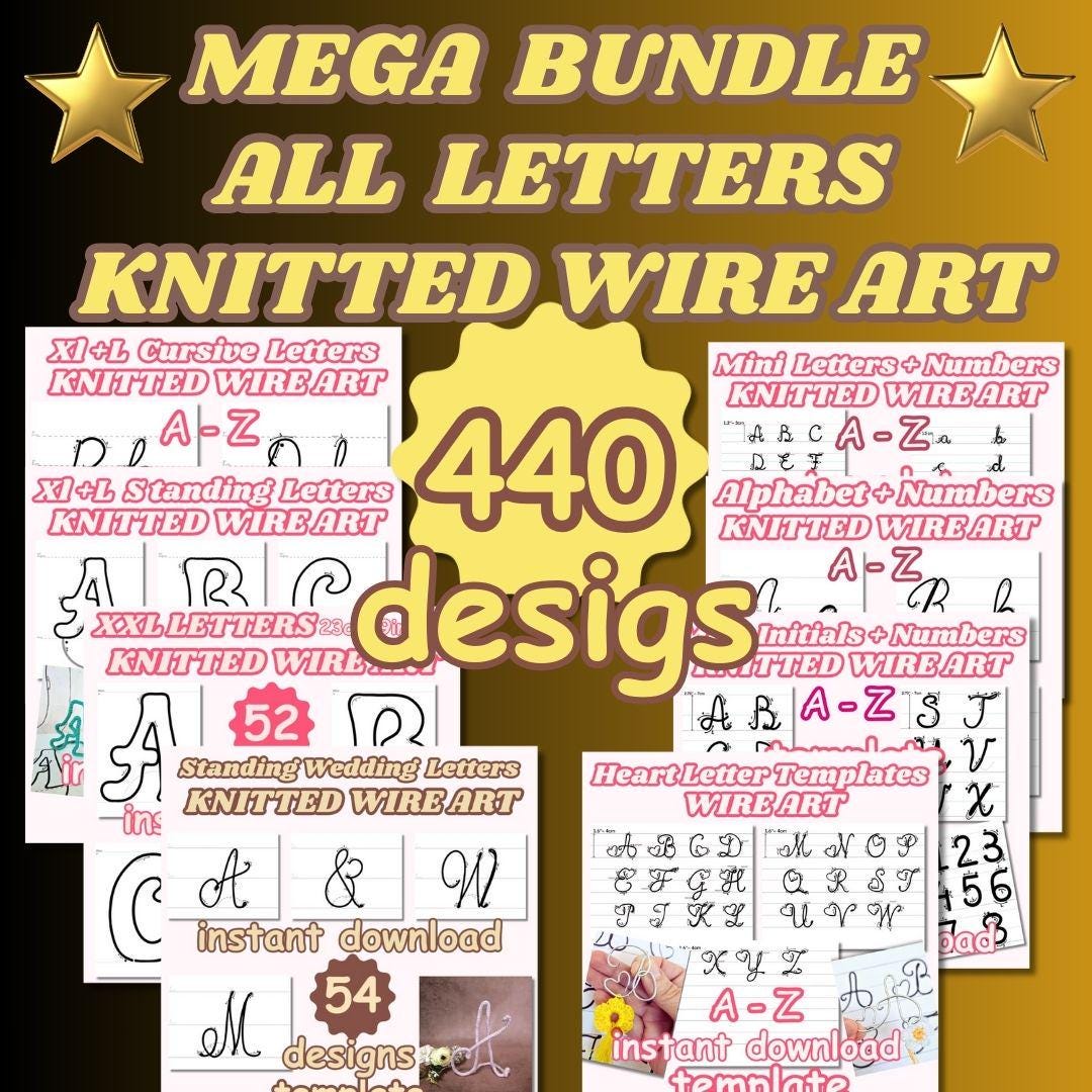 Wire Letter Template Bundle: "letters BUNDLE Pdf" Alphabet Knitted Wire ...