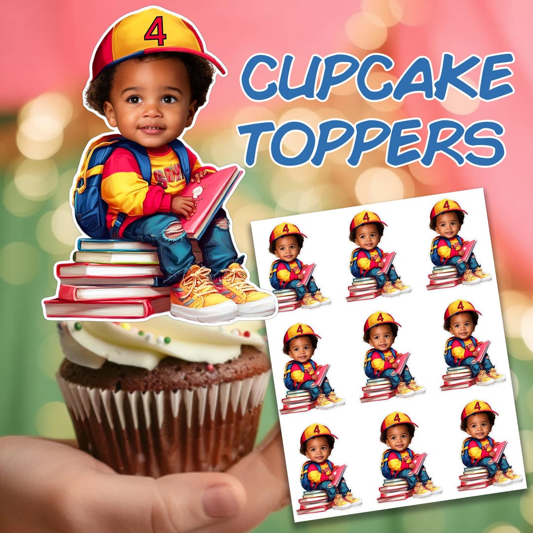Personalized Face Cupcake Toppers Back to School Custom Face Topper ...