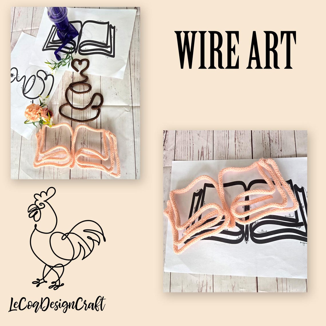 Books Wire Art Template: "coffee WIRE Templates" Booklover Knitted Wire ...