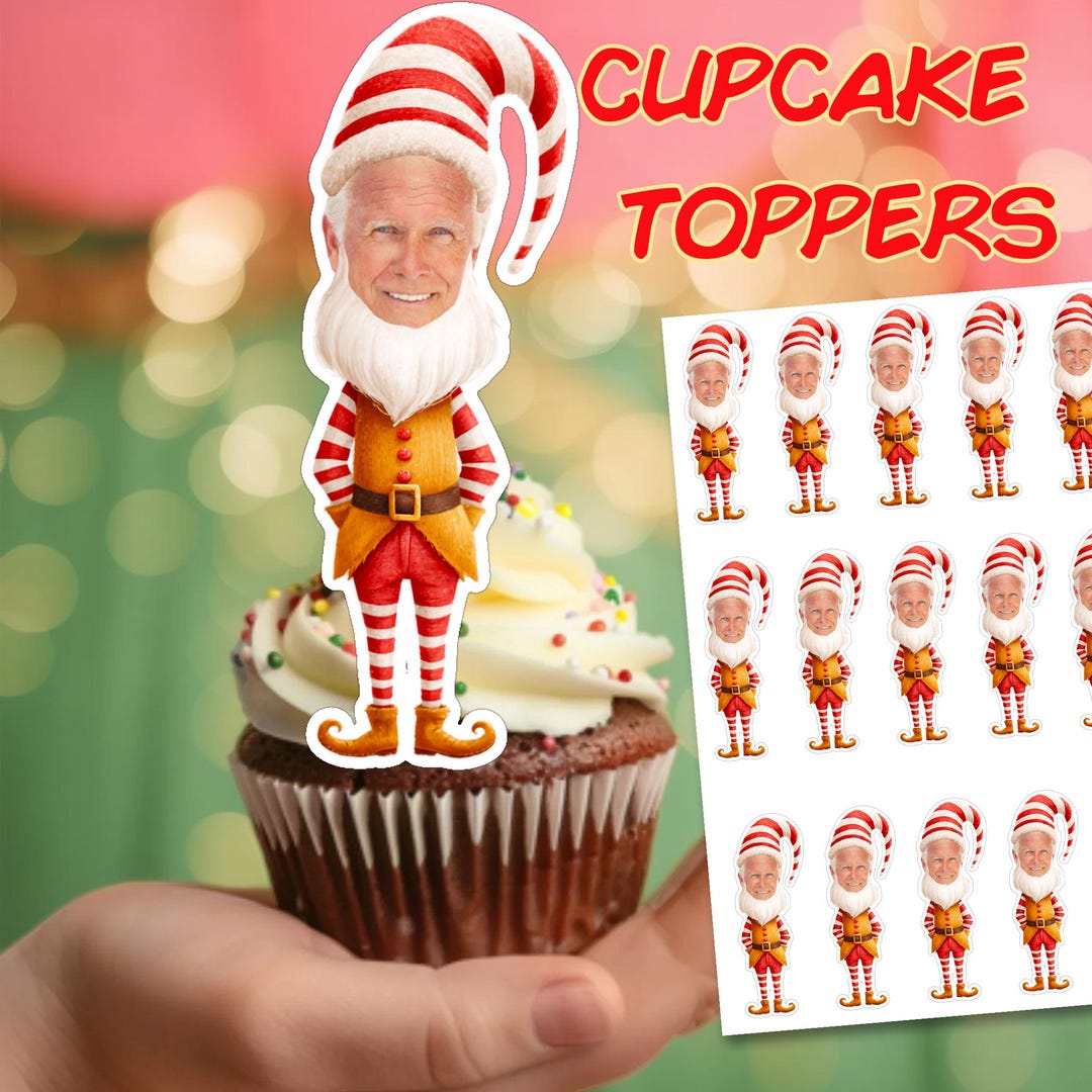 Santa Cupcake Toppers Personalized Christmas Party Custom Face ...