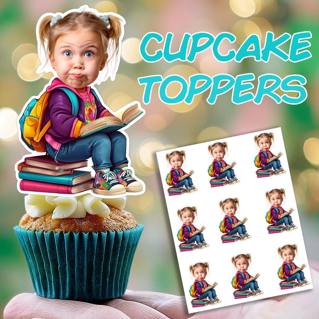 Personalized Face Cupcake Toppers Back to School Custom Face Topper ...
