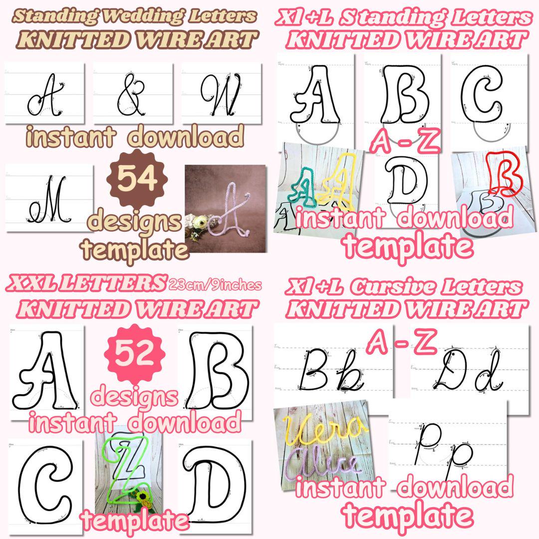 Wire Letter Template Bundle: "letters BUNDLE Pdf" Alphabet Knitted Wire ...