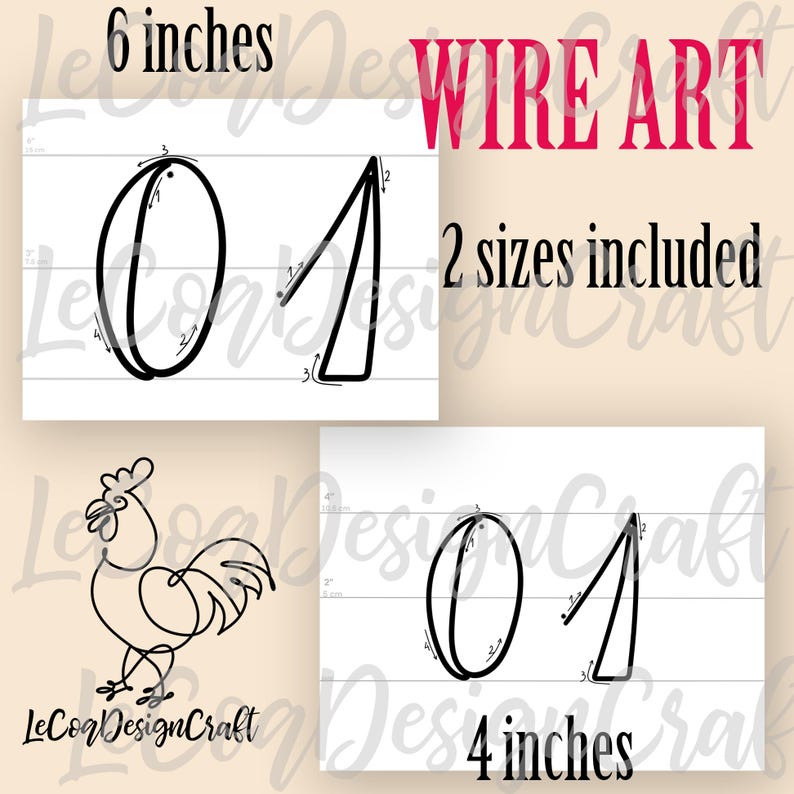 Number Template for Knitted Wire Art: "numbers WIRE Templates" 2 Sizes ...