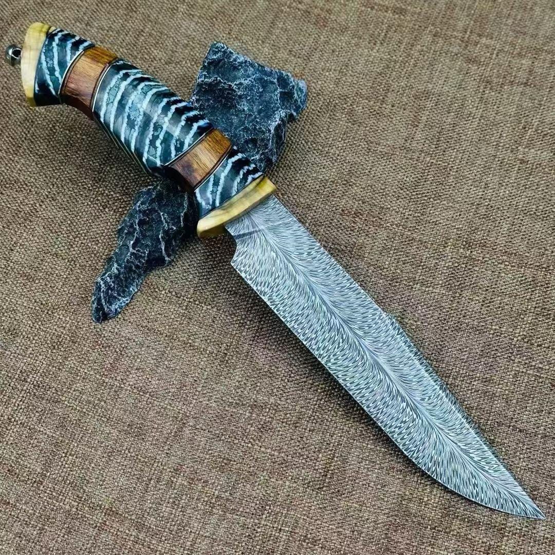 Hand-forged Swedish Steel Feather Pattern Dagger–tactical, Survival ...