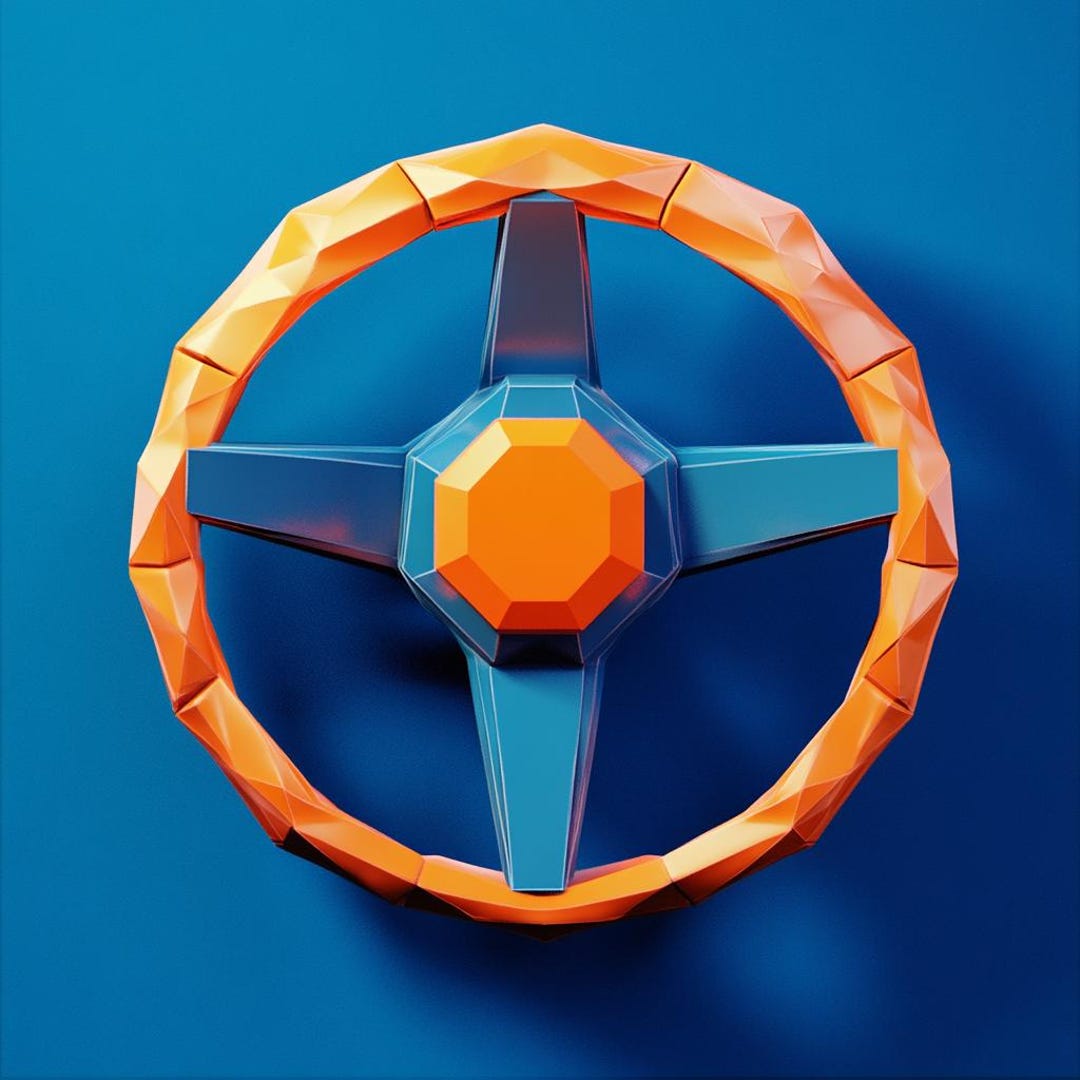 3D Printed Gyros Low Poly Steering Wheel in Orange and Blue - Etsy