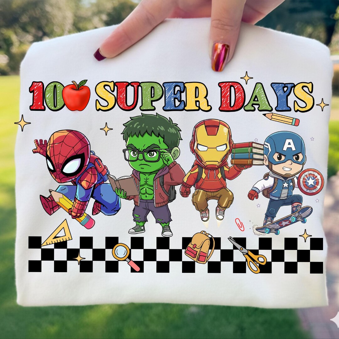 100 Super Days PNG: Superhero 100th Day of School Png, School Boy ...