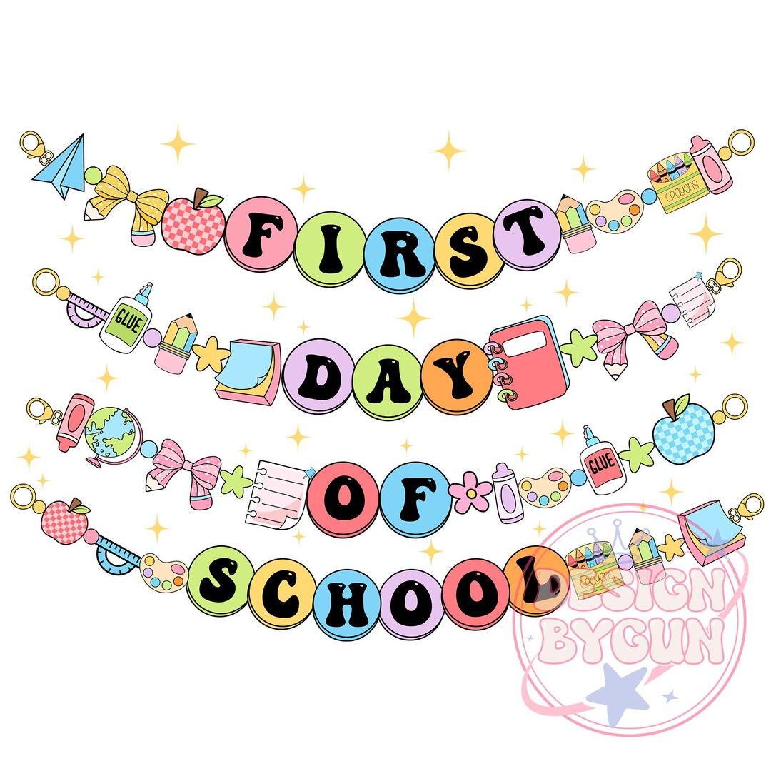 Back to School Bracelet Png, First Day of School Png, Preppy Teacher ...