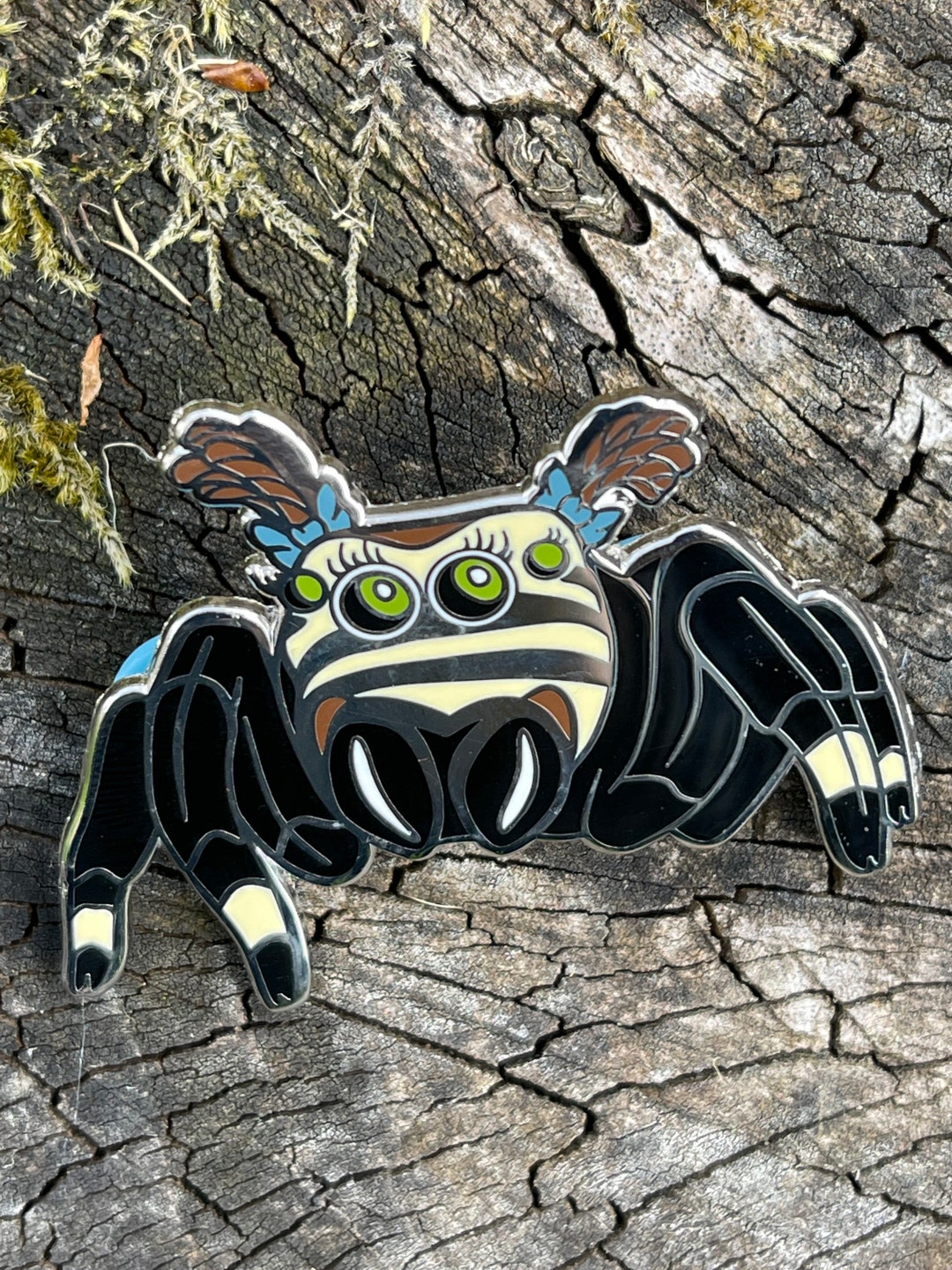 Adorable Jumping Spider Enamel Pin for Dreadlock Jewelry and Art Lovers ...