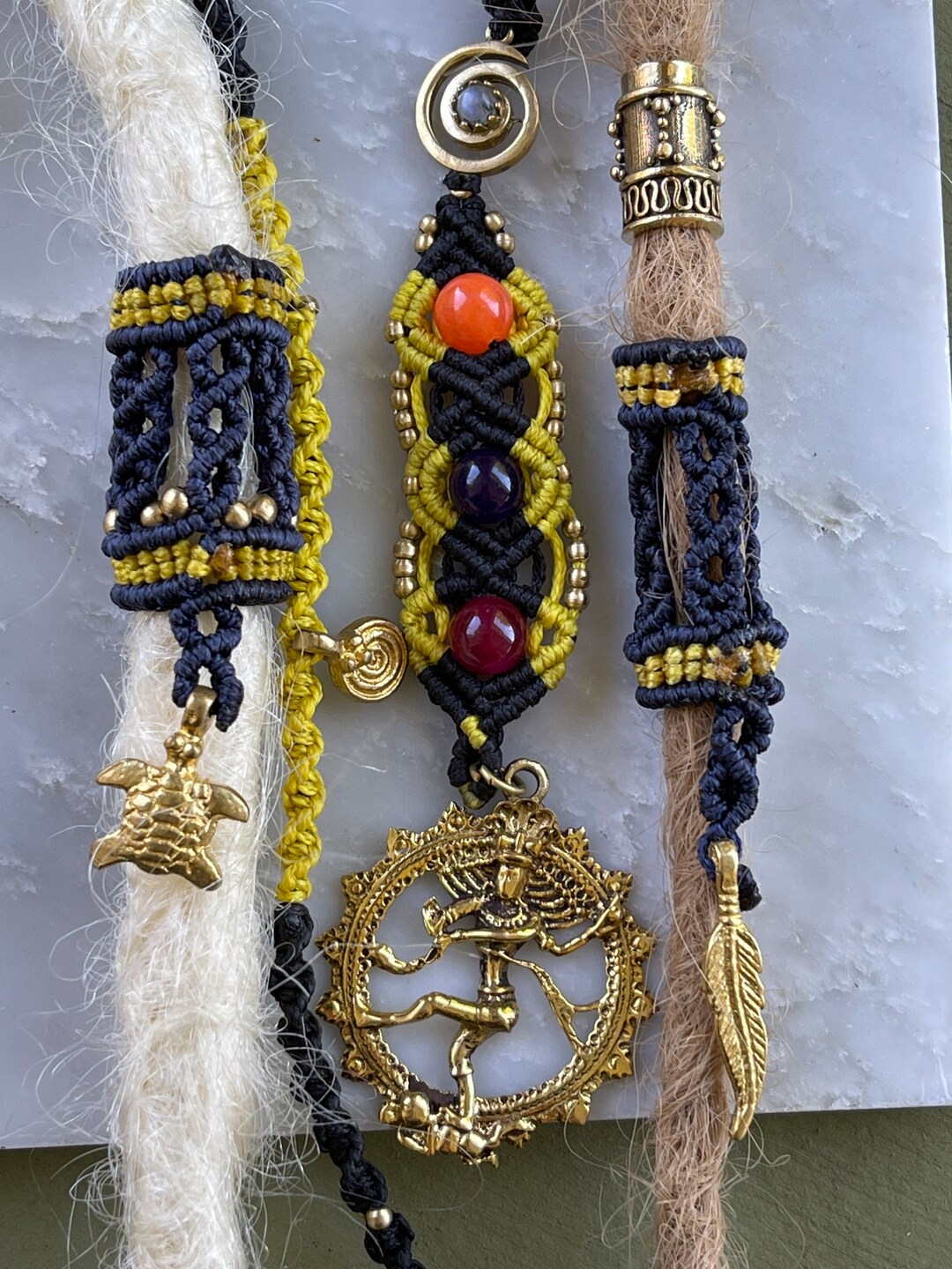 Unique Bohemian Dreadlock Jewelry Set With Beads and Cuffs ...
