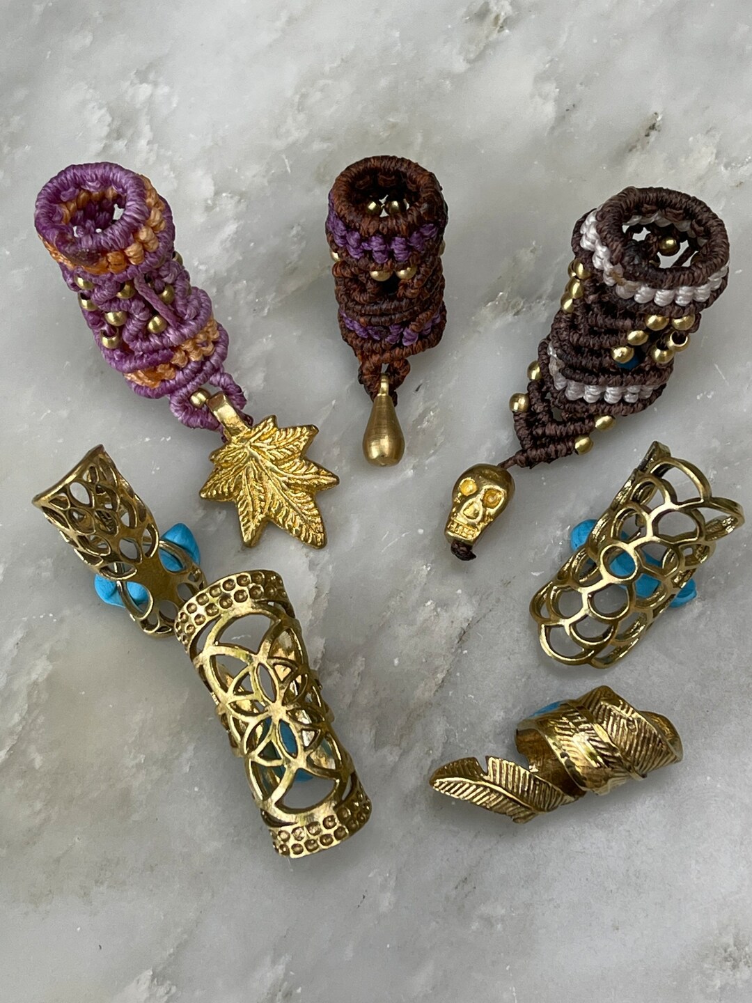 Sacred Geometry Dread Bead Set Rasta Bling Dreadlock Jewelry Dread Lock Cuff Psywear Hair Loc ...