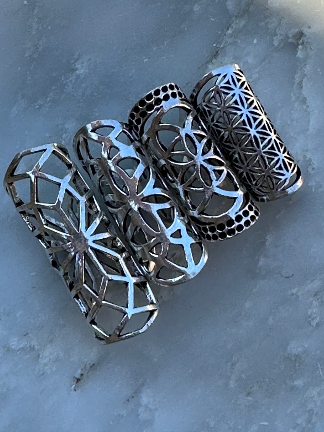 Sacred Geometry Dread Bead Set | Rasta Bling Dreadlock Jewelry | Dread ...