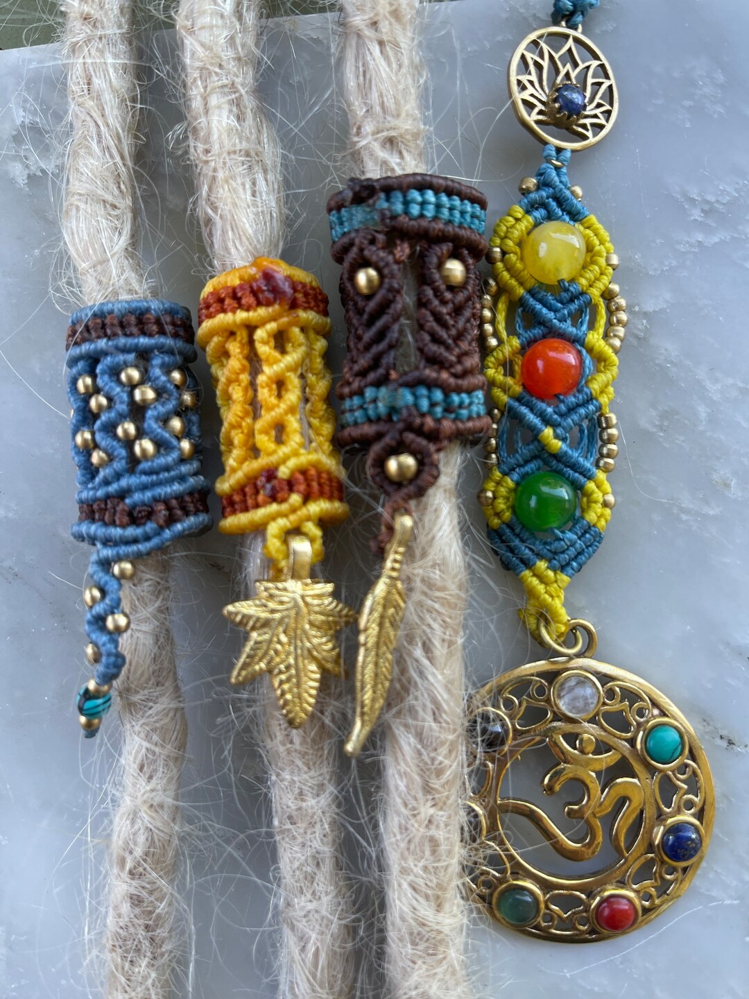 Sacred Geometry Dread Bead Set // Rasta Bling Dreadlock Jewelry ...