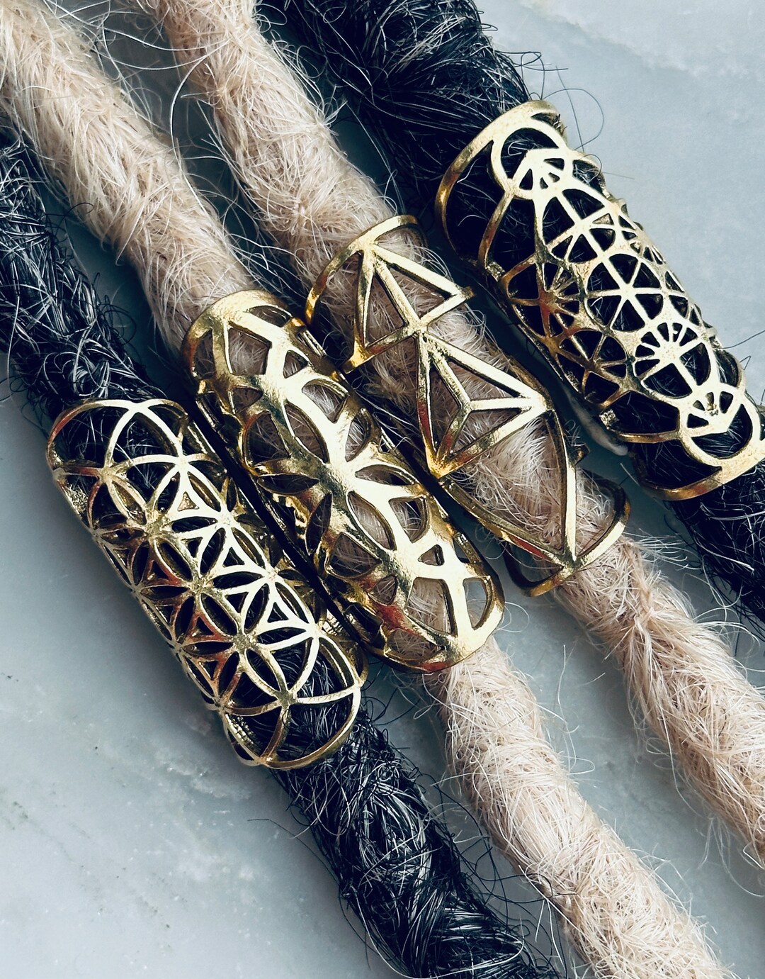 Sacred Geometry Dread Bead Set Rasta Bling Dreadlock Jewelry Dread Lock ...