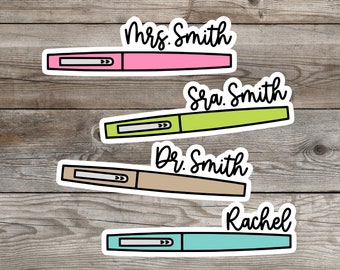 CUSTOM Teacher Flair Pen Sticker Teacher Gift Personalized Teacher ...