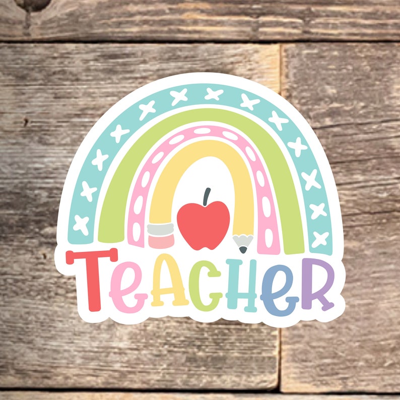 Pencil Rainbow Teacher Sticker - Etsy