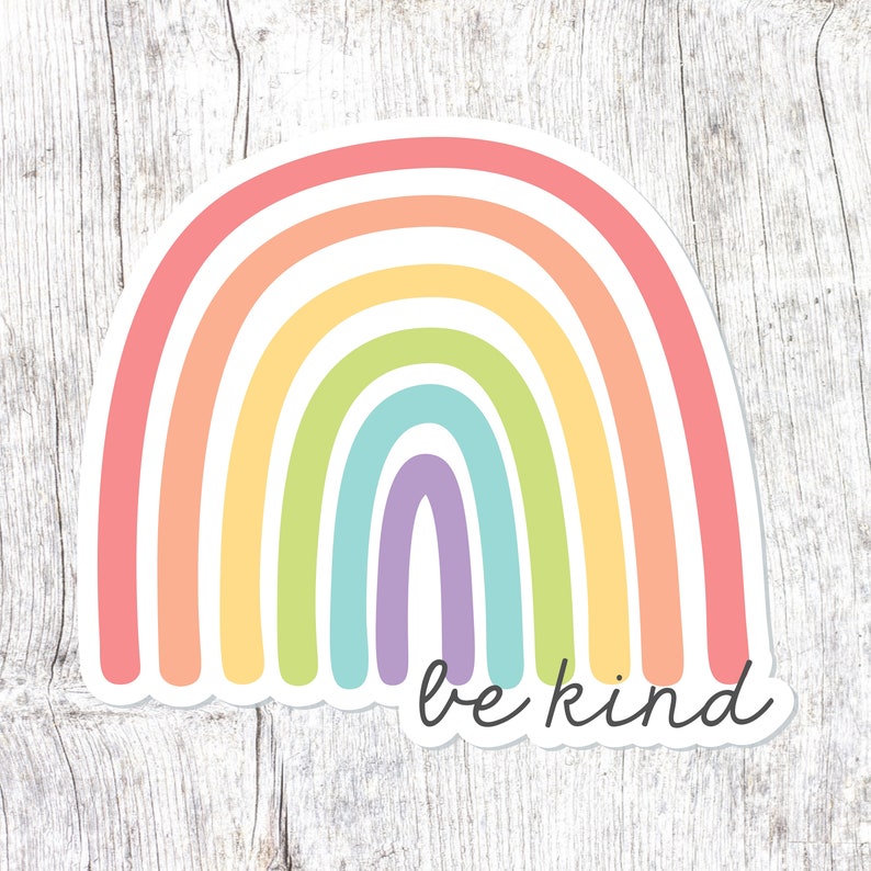 Be Kind Rainbow Sticker, Decal, Waterproof - Etsy