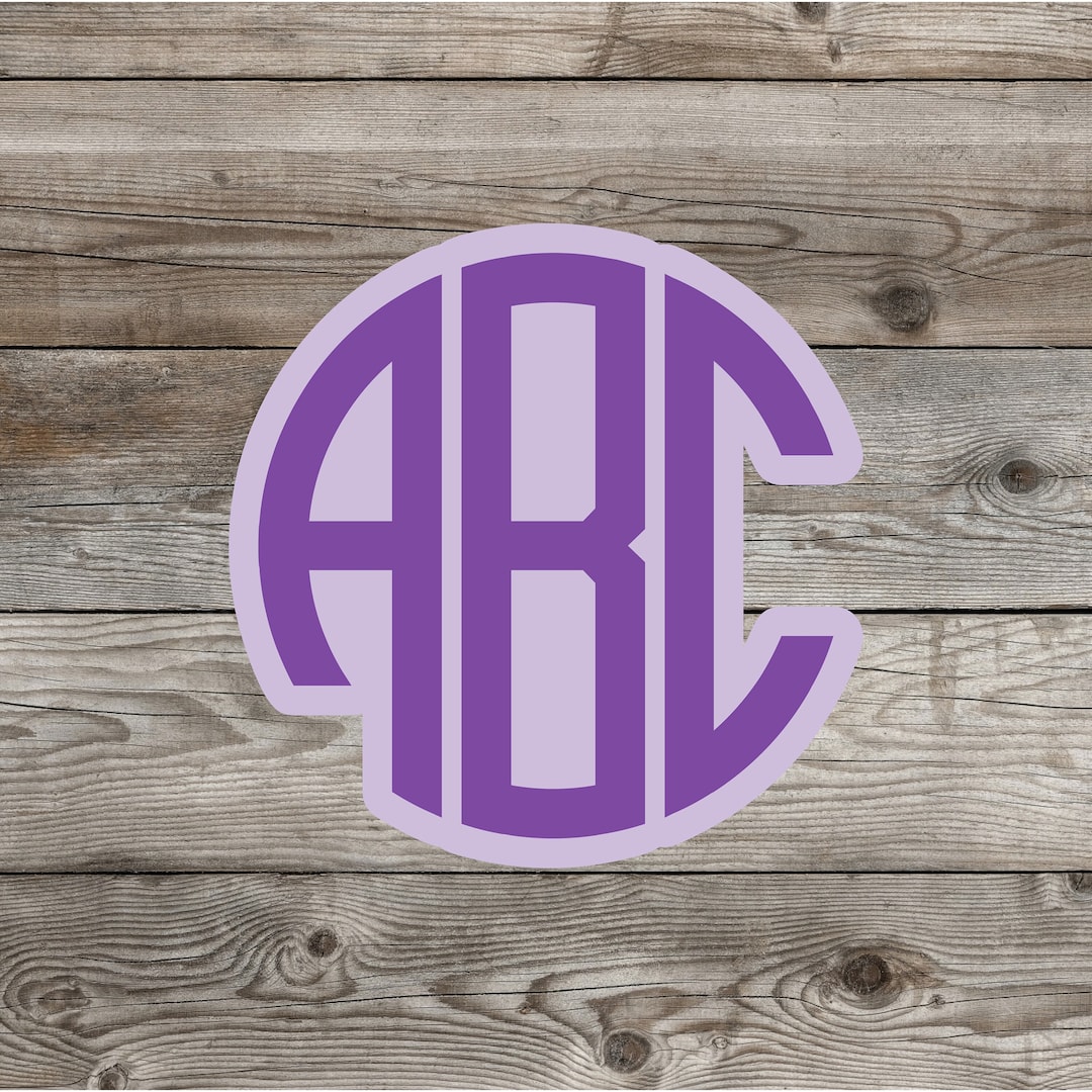 Circle Monogram Sticker | Waterbottle Sticker | Waterproof Sticker - Etsy