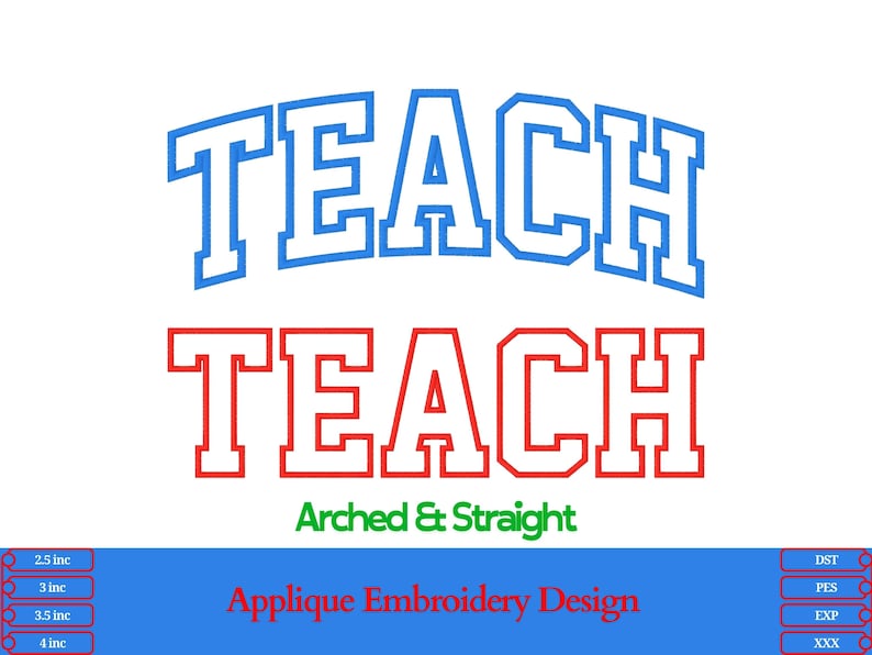 Team Varsity Applique Embroidery Design | Arched & Straight (digital ...