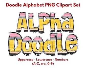Pencil Doodle Letters Alphabet PNG | Hand Drawn Upper and Lower Case ...