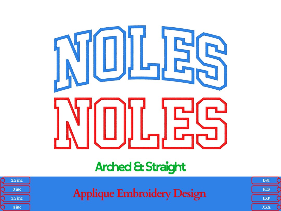 Noles Applique Embroidery Design | Team Varsity Font (digital File) - Etsy