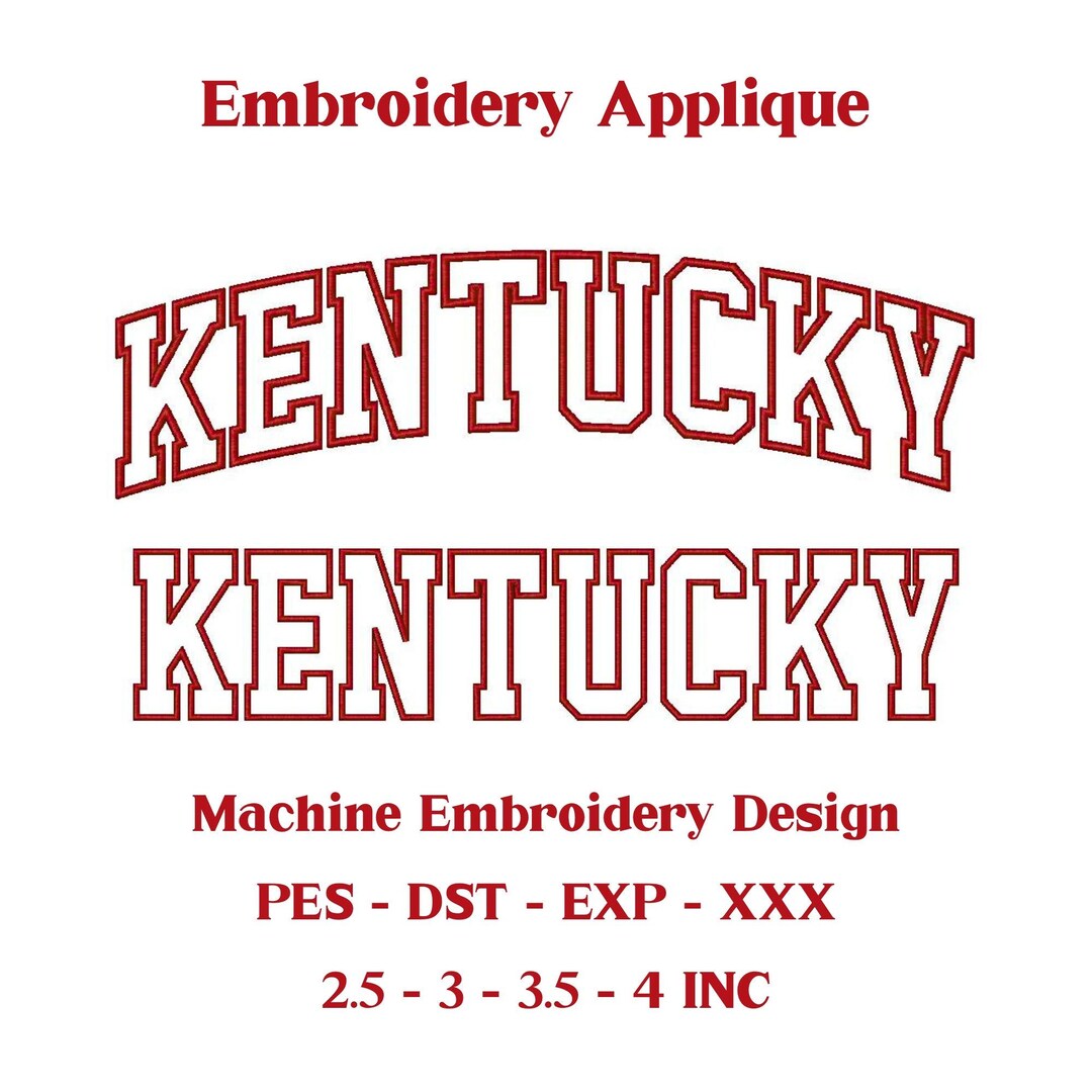 Kentucky Applique Embroidery Design, State Pride Arched and Straight ...