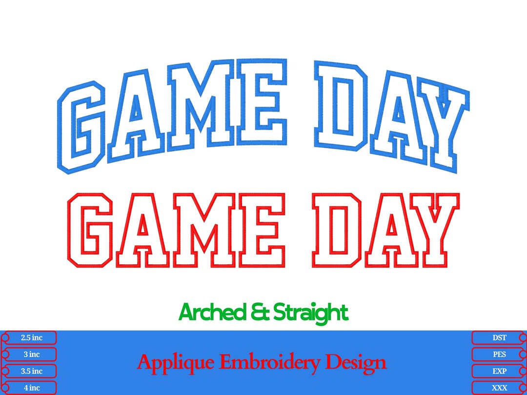 Game Day Applique Embroidery Design | Varsity Font (digital File) - Etsy