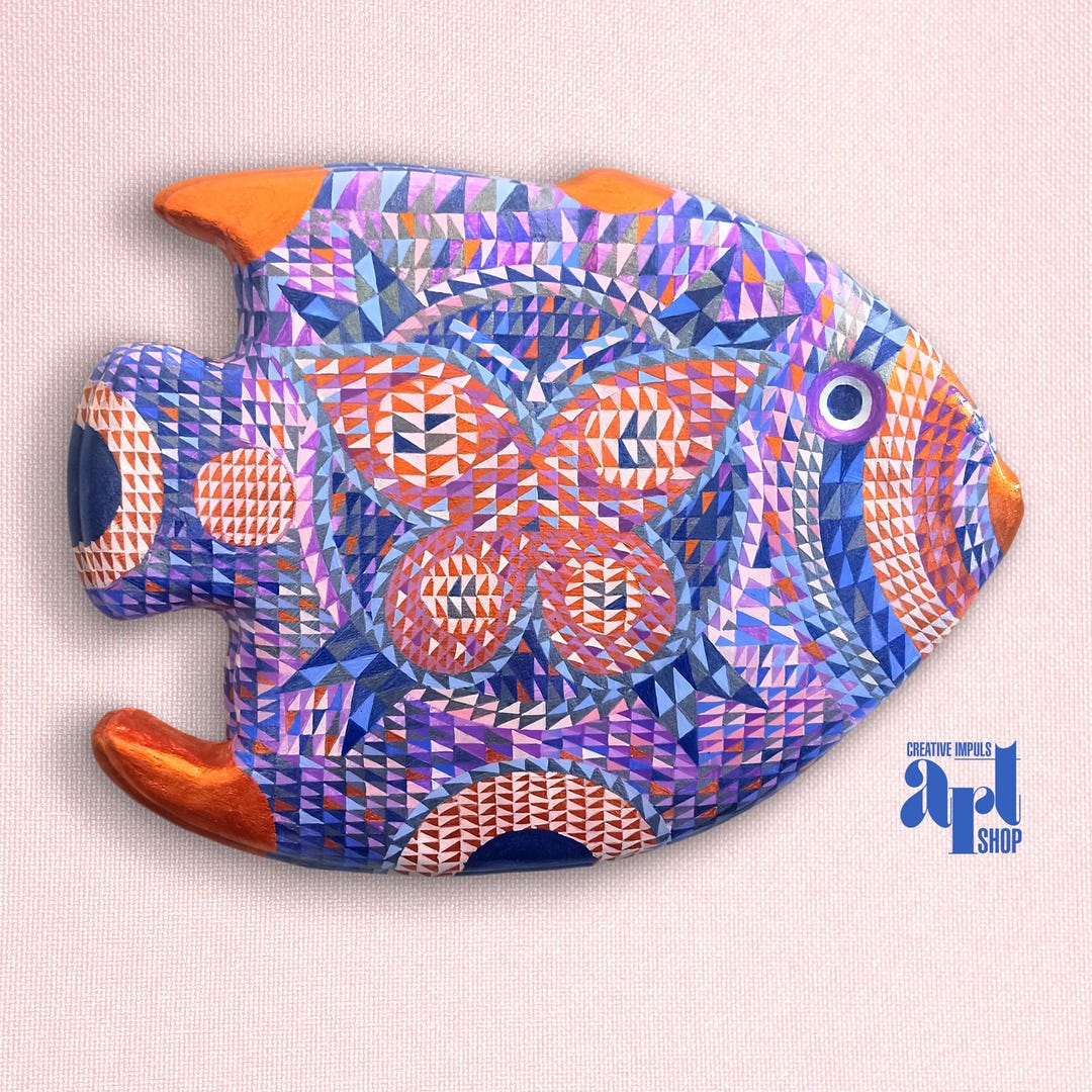 Colorful Papier-mâché Style Fish Wall Hanging – Mediterranean Boho ...