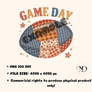Game Day Football PNG: Patchwork Style Sports Design (digital Download ...