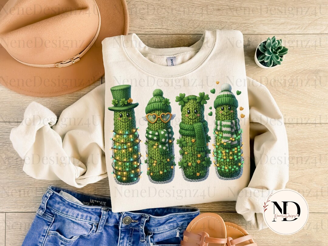 Faux Yarn St Patrick Day Pickle Png, Faux Crochet Pickles Clipart ...