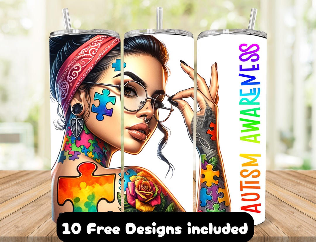 Autism Awareness Tumbler Wrap: 20oz Skinny Sublimation, Sublimation ...