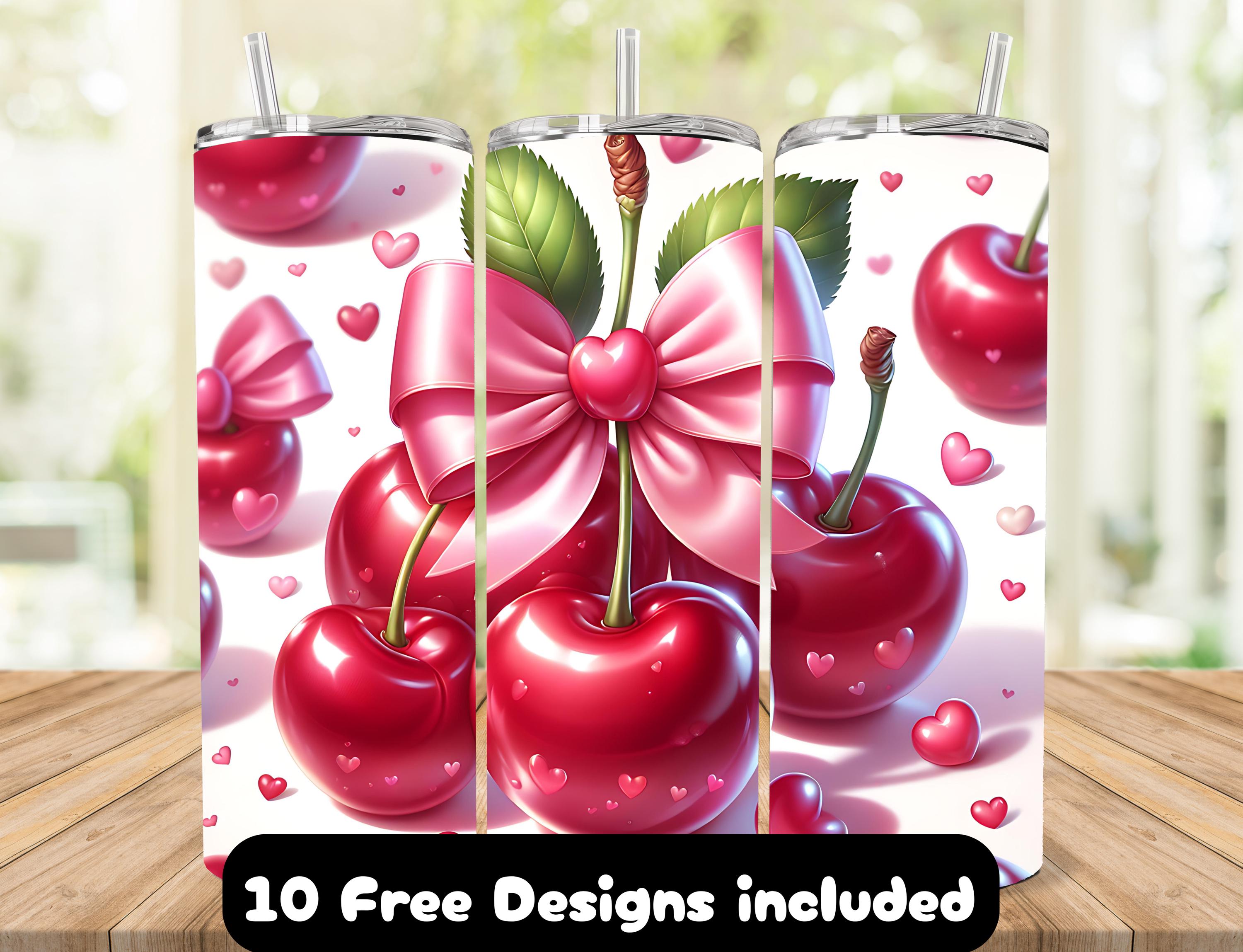 Cherry Hearts Tumbler Wrap: 20oz Skinny Sublimation, Coquette ...