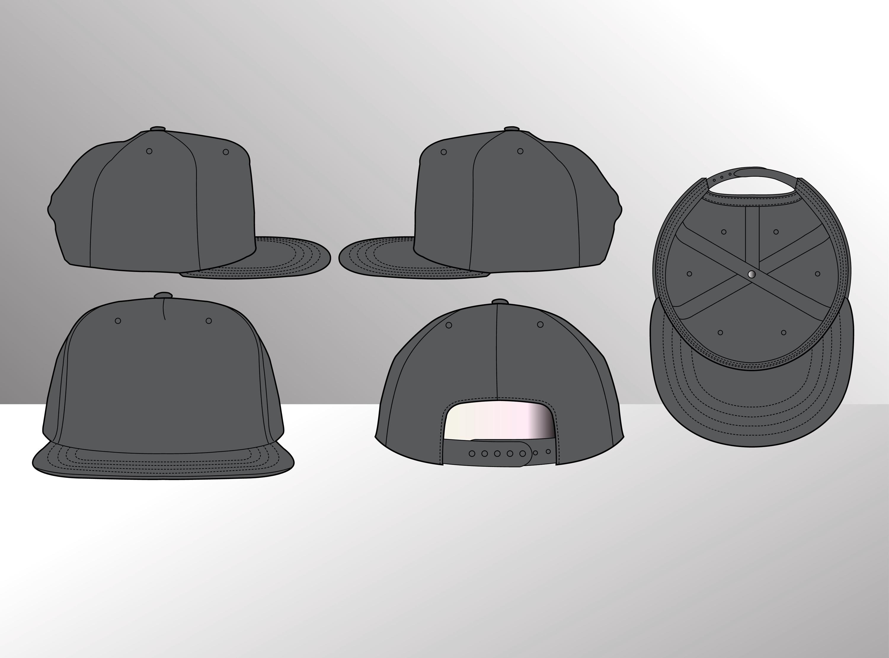 Snapback Cap, Vector Illustrator Template, Blank Cap,streetwear Vector ...