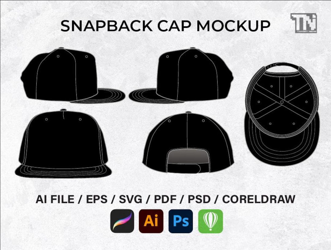Snapback Cap, Vector Illustrator Template, Blank Cap,streetwear Vector ...