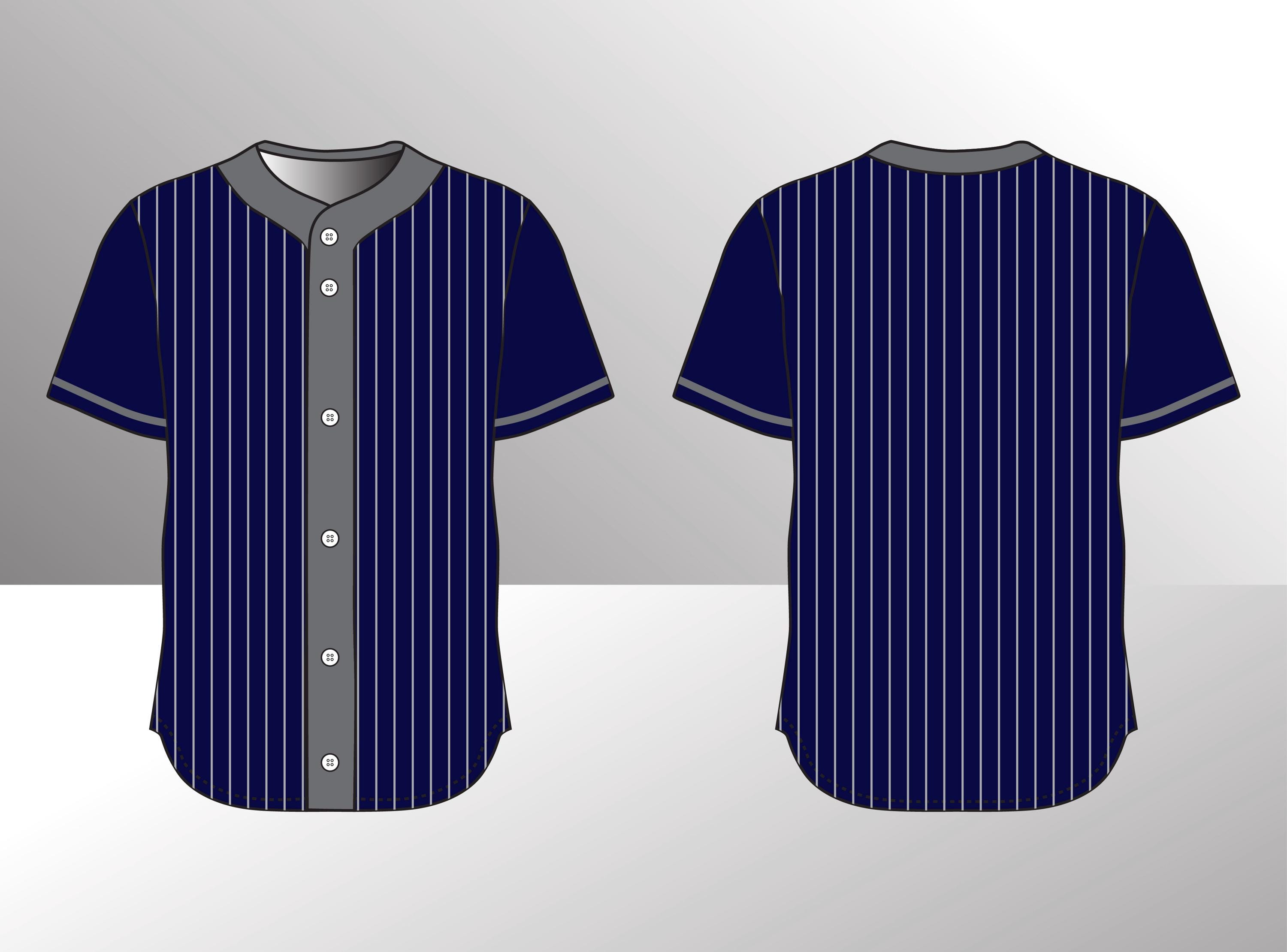 Baseball Jersey Mockup Vector – Full Button Flat Sketch Template ...