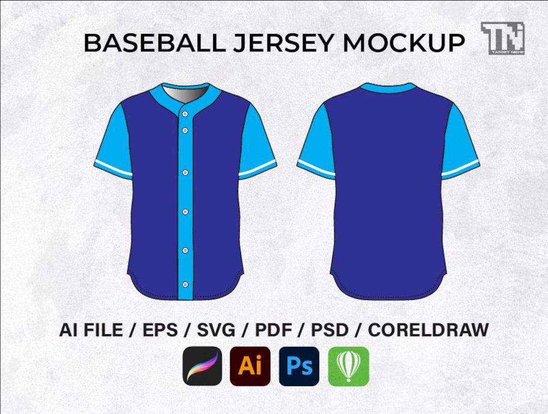 Baseball Jersey Mockup Vector – Full Button Flat Sketch Template ...