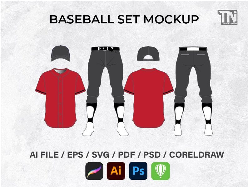 Baseball Uniform Template: Vector Illustration (digital Download) - Etsy