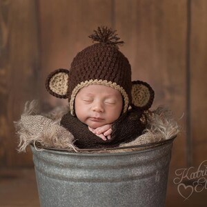 Baby Monkey Hat, Jungle Theme Nursery, Crochet Monkey Hat, Baby Hat ...