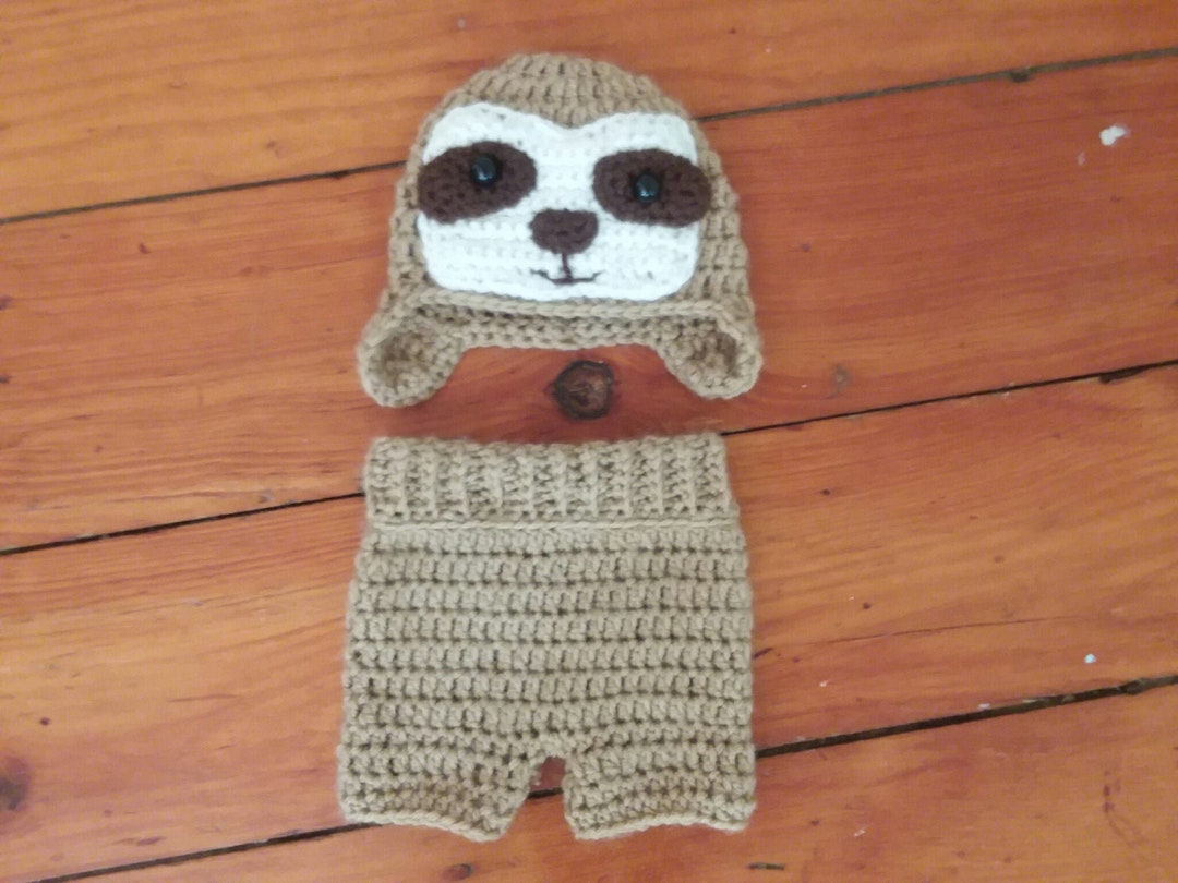 Baby Sloth Outfit, Sloth Prop, Crochet Sloth Hat, Sloth Nursery, Baby ...